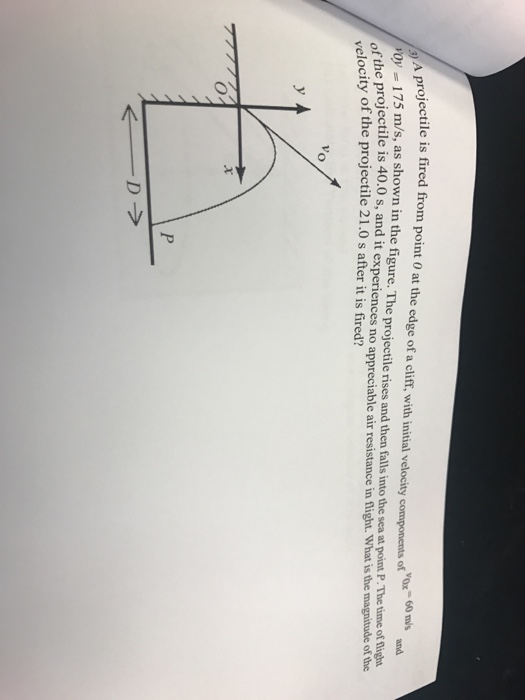 Solved A projectile is fired from point 0 at the edge of a | Chegg.com