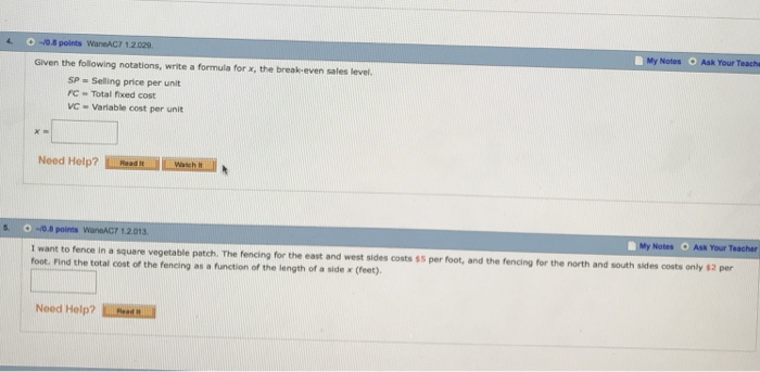 Solved 2 -0.8 polnts WaneAC7 1.2025 My Notas Ask Your | Chegg.com
