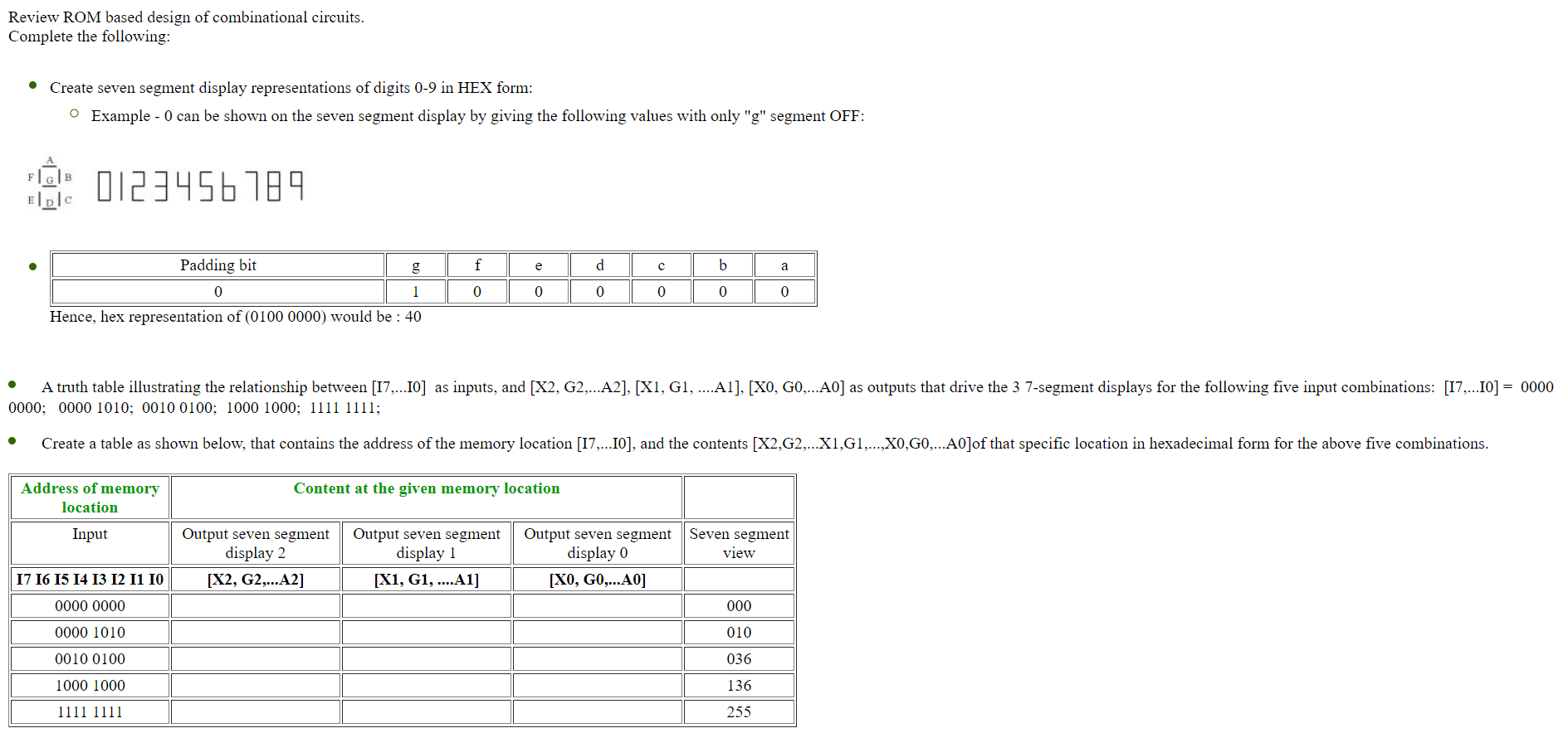 Review ROM based design of combinational circuits. | Chegg.com