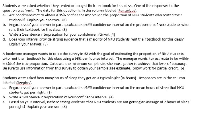 Students were asked whether they rented or bought | Chegg.com