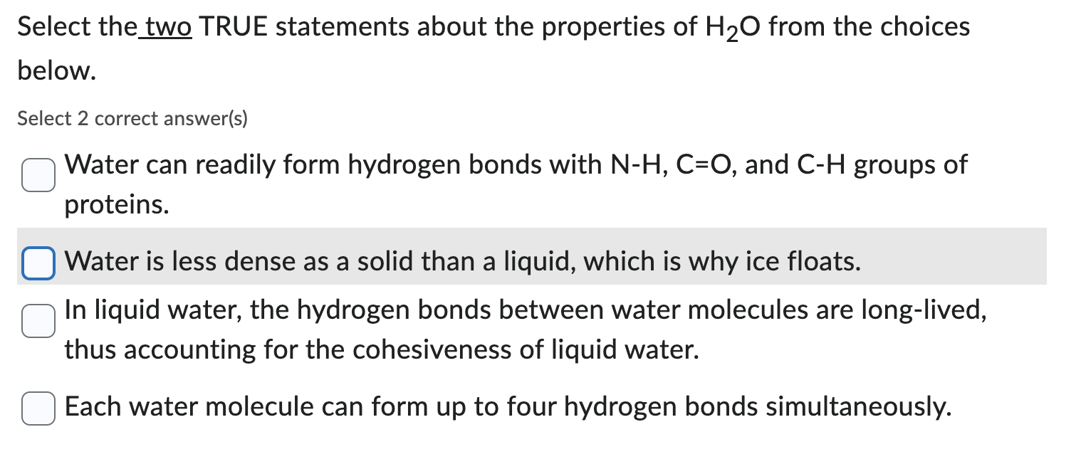 Solved Select the two TRUE statements about the properties | Chegg.com