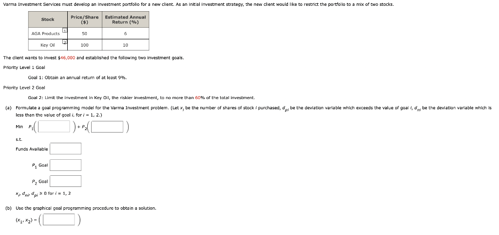 Solved The client wants to invest $46,000 and established | Chegg.com