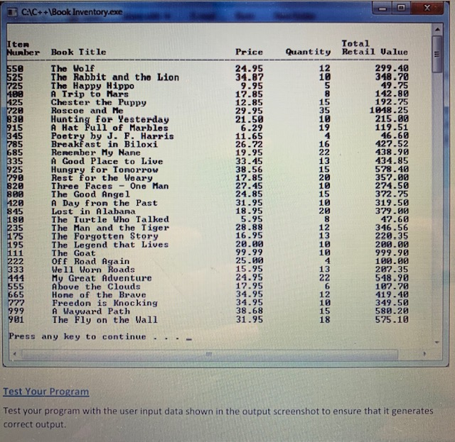 Solved Programming Assignment: Book Inventory Write a class | Chegg.com