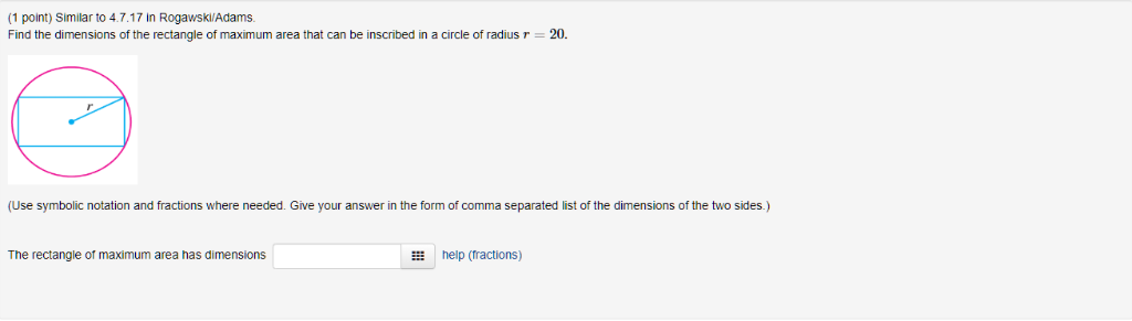 Solved Find the dimensions of the rectangle of maximum area | Chegg.com