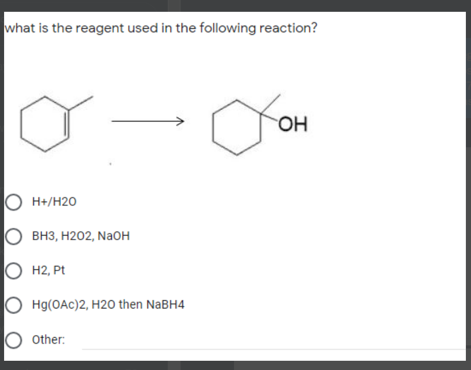 Solved what is the reagent used in the following reaction? ♡ | Chegg.com