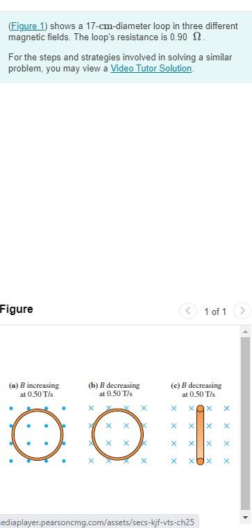 Solved (Figure 1) shows a 17-cm -diameter loop in three | Chegg.com