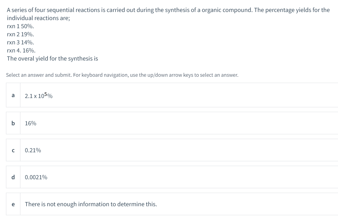 Solved A Series Of Four Sequential Reactions Is Carried Out