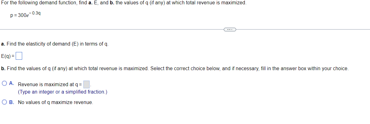 Solved For the following demand function, find a. ﻿E , ﻿and | Chegg.com