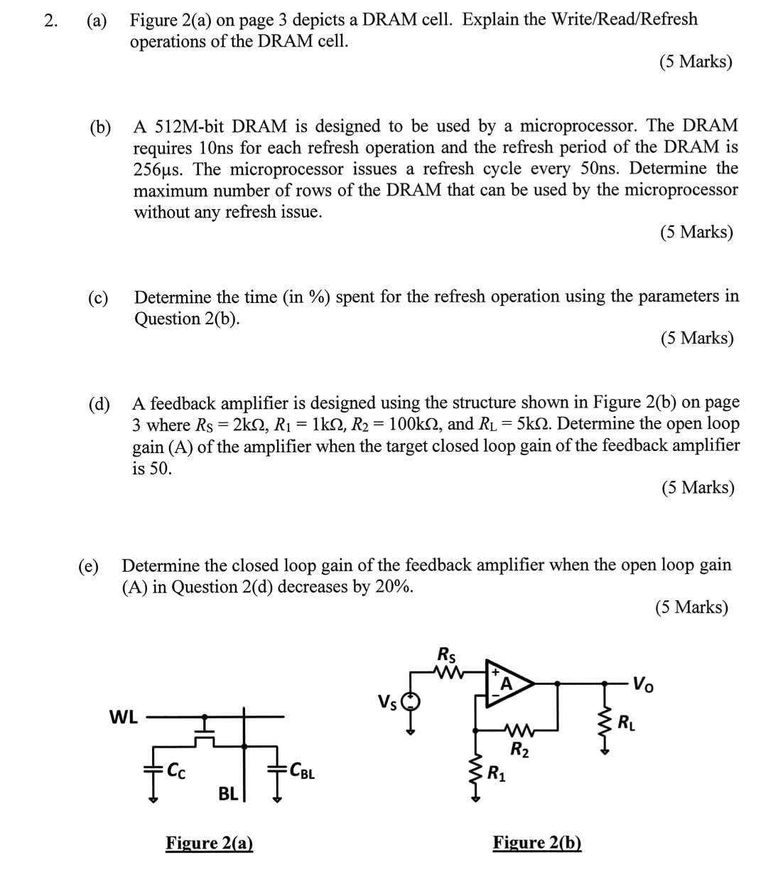Solved (a) Figure 2(a) on page 3 depicts a DRAM cell. | Chegg.com