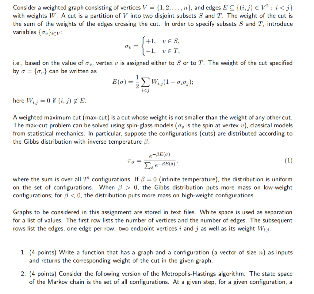 Consider a weighted graph consisting of vertices | Chegg.com