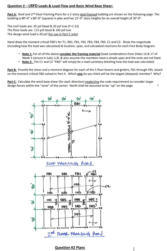 Solved uestion 2 -LRFD Loads & Load Flow and Basic Wind Base | Chegg.com