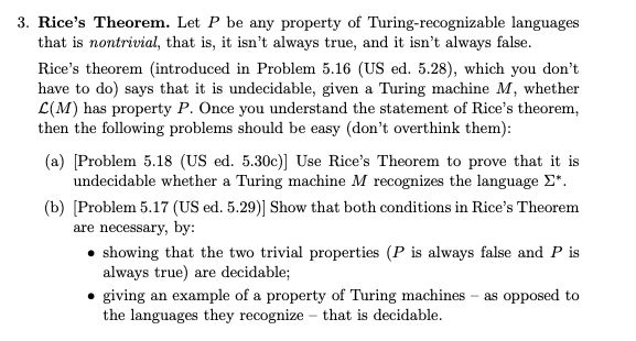 Solved 3. Rice's Theorem. Let P be any property of | Chegg.com