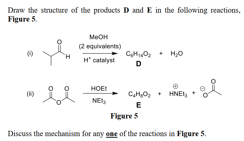 Solved Draw the structure of the products D and E in the | Chegg.com