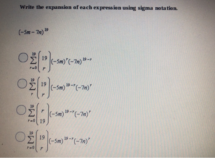 Solved Write the expansion of each expression using sigma | Chegg.com