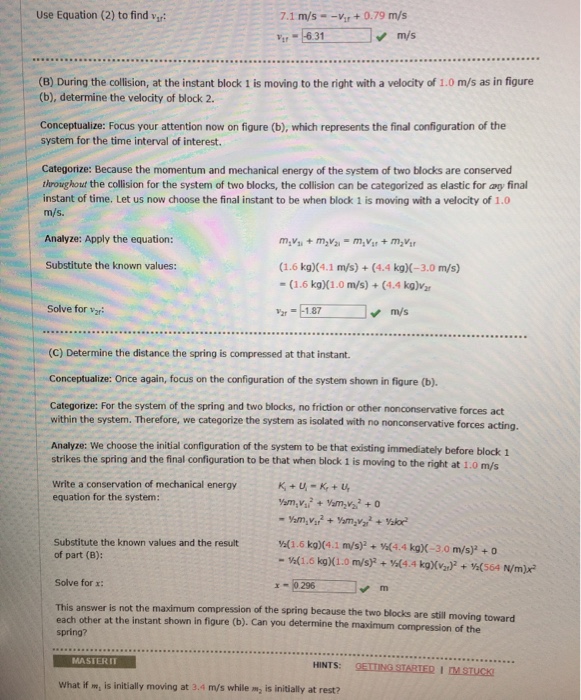 Solved A Two-Body Collision with a Spring A block of mass m | Chegg.com