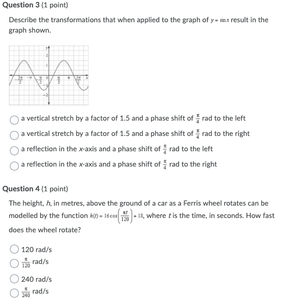 Solved Question 1 (1 point) Give an equation for a | Chegg.com