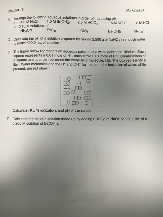 Solved PreLab Assignment 13 Acids and Bases Worksheet A A. | Chegg.com