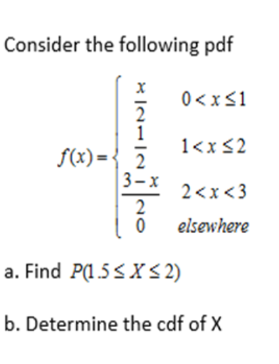 Solved Consider the following pdf X 0 | Chegg.com
