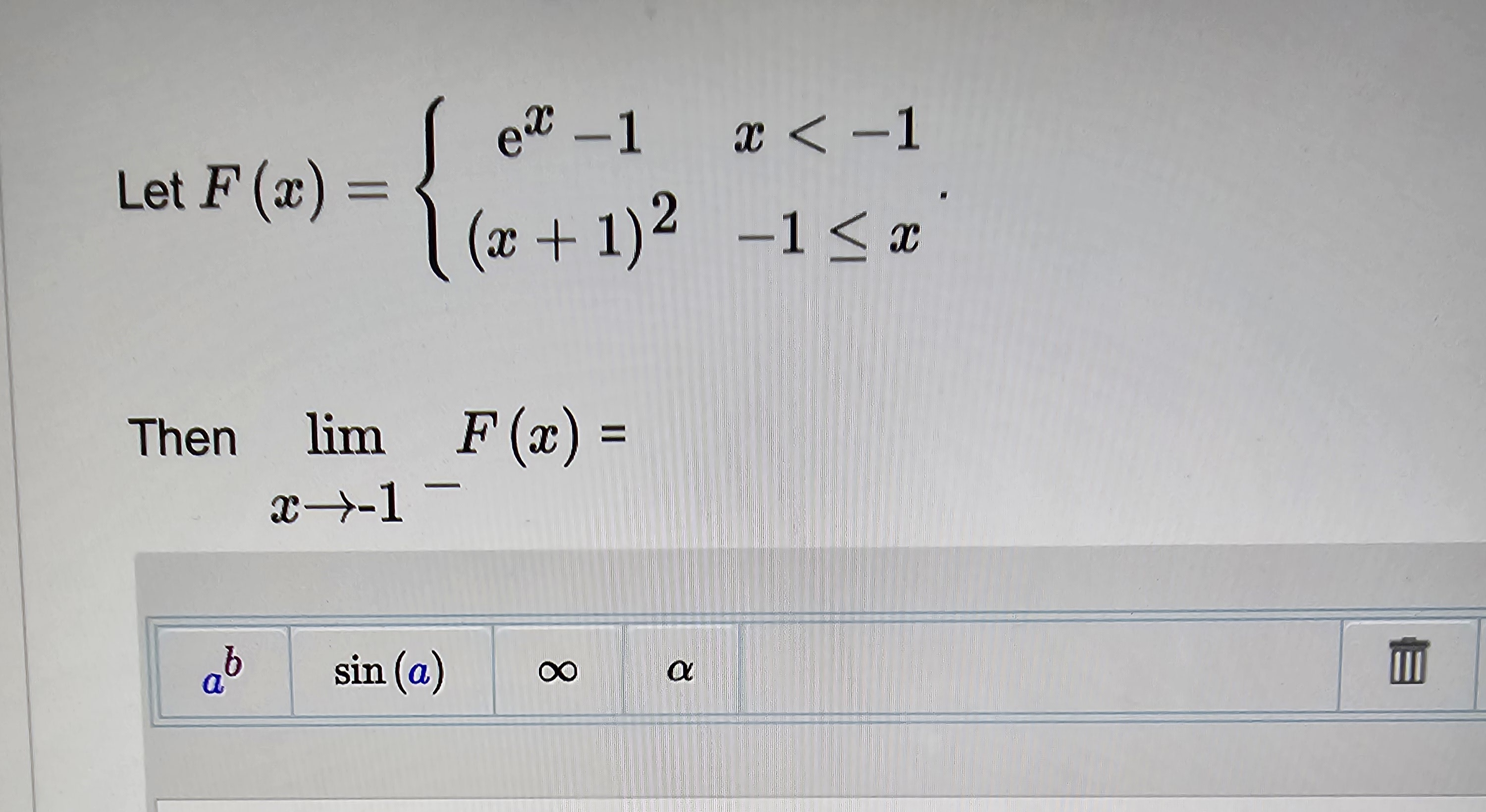 Solved Let F(x)={ex−1(x+1)2x