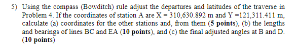 Using the compass (Bowditch) ﻿rule adjust the | Chegg.com
