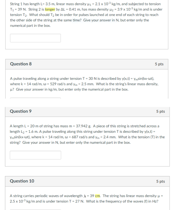 Solved String 1 has length L=3.5 m, linear mass density H1 - | Chegg.com