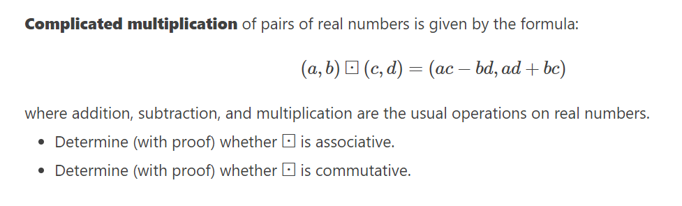 Solved Complicated multiplication of pairs of real numbers | Chegg.com