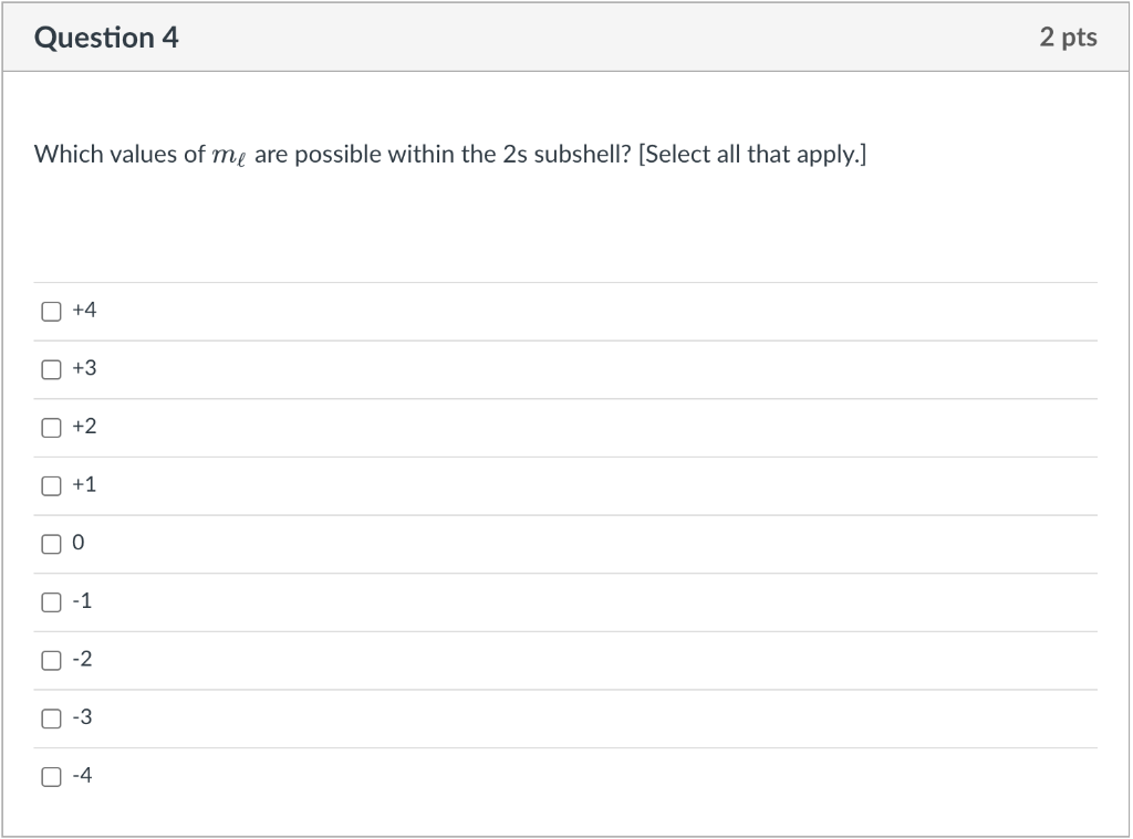 Solved Which values of mℓ are possible within the | Chegg.com
