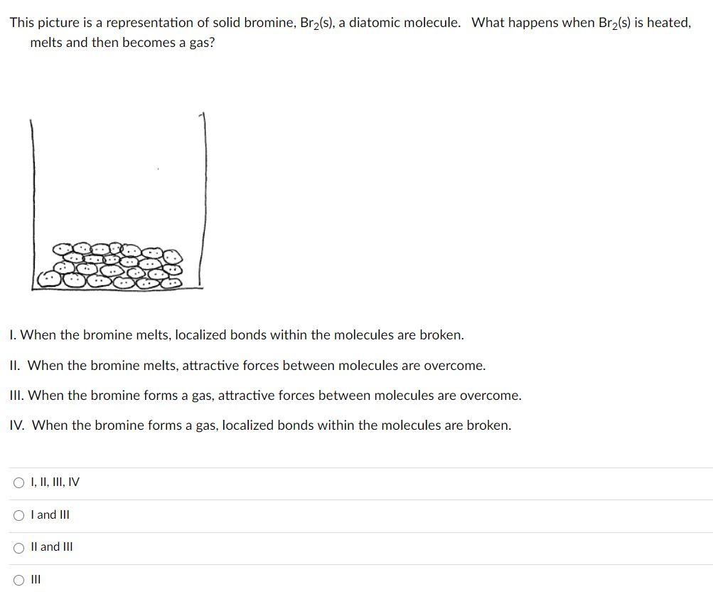 Solved This picture is a representation of solid bromine, | Chegg.com