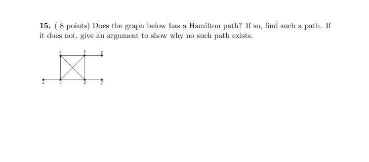 Solved Does the graph below has a Hamilton path? If so, find | Chegg.com