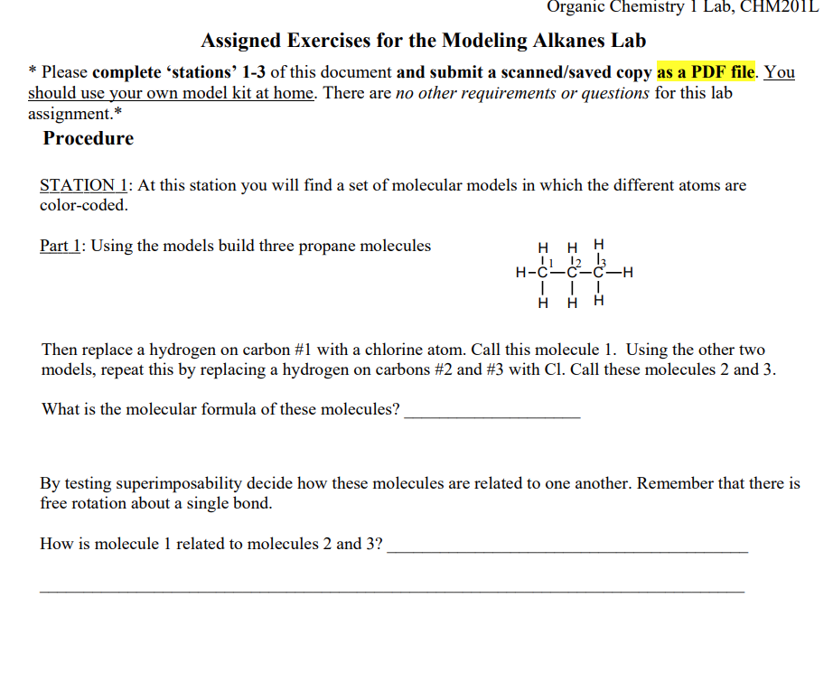 Solved Assigned Exercises for the Modeling Alkanes Lab * | Chegg.com