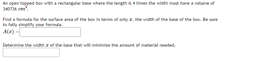 An open topped box with a rectangular base where the | Chegg.com