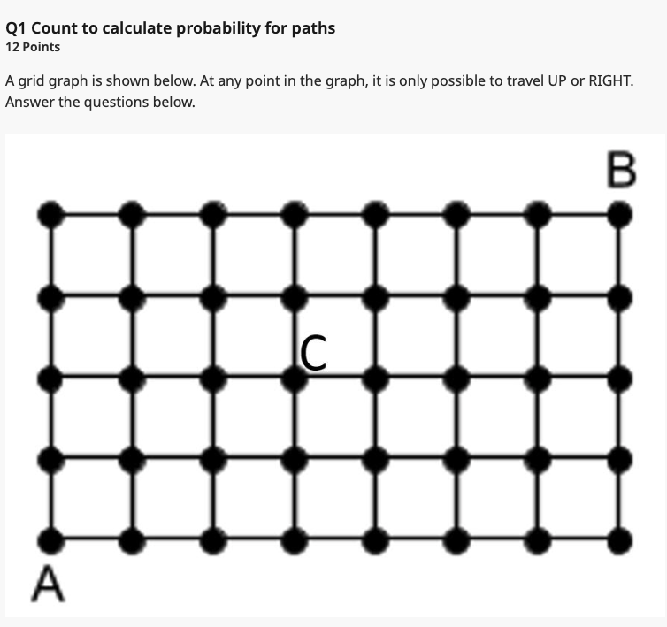 Solved Q1 Count to calculate probability for paths 12 Points | Chegg.com