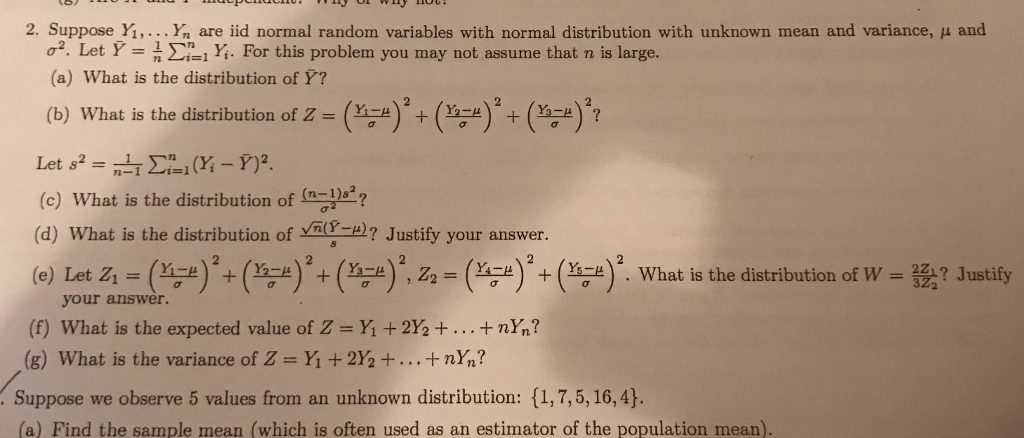 Solved 2. Suppose Yi, Yn are iid normal random variables | Chegg.com