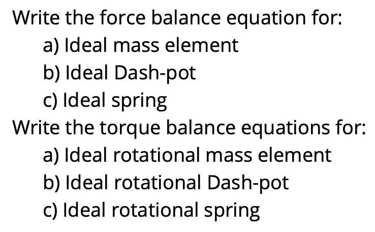 Solved Write the force balance equation for: a) Ideal mass | Chegg.com