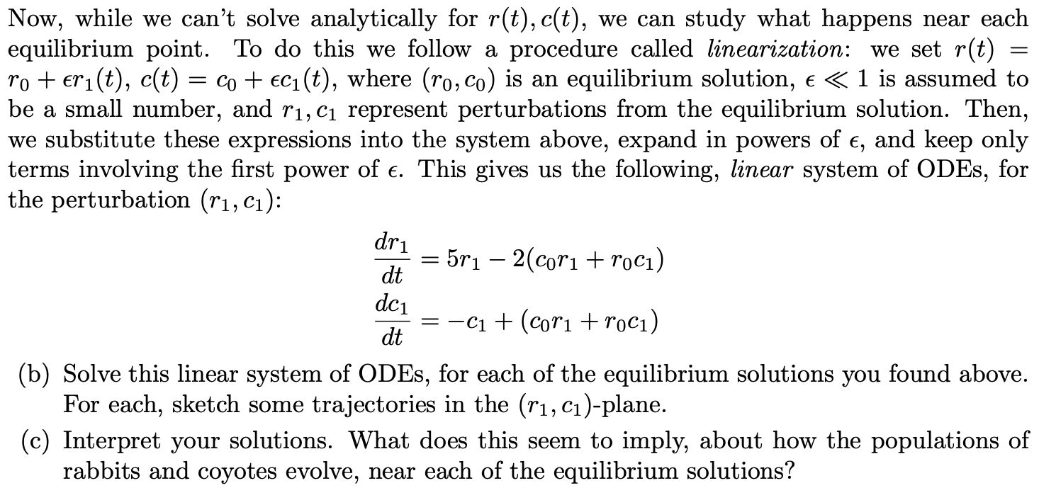 Solved dtdr=5r−2rcdtdc=−c+rc 2 (a) Solve for the equilibrium | Chegg.com