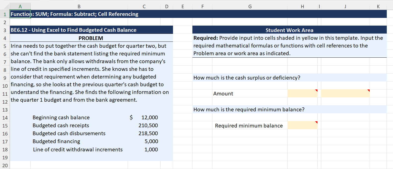 INPUT MATHEMATICAL FORMULAS OR FUNCTIONS WITH CELL | Chegg.com