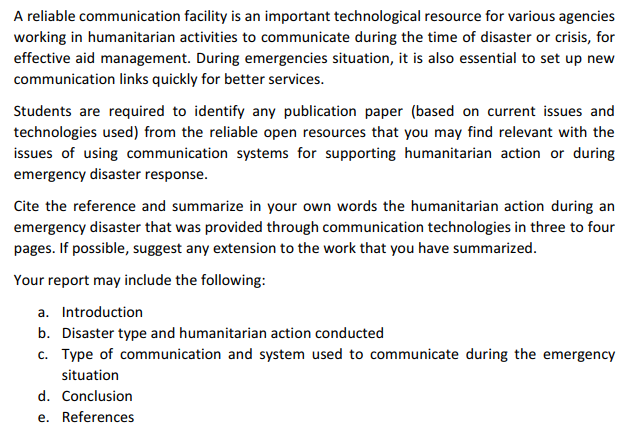 A reliable communication facility is an important | Chegg.com