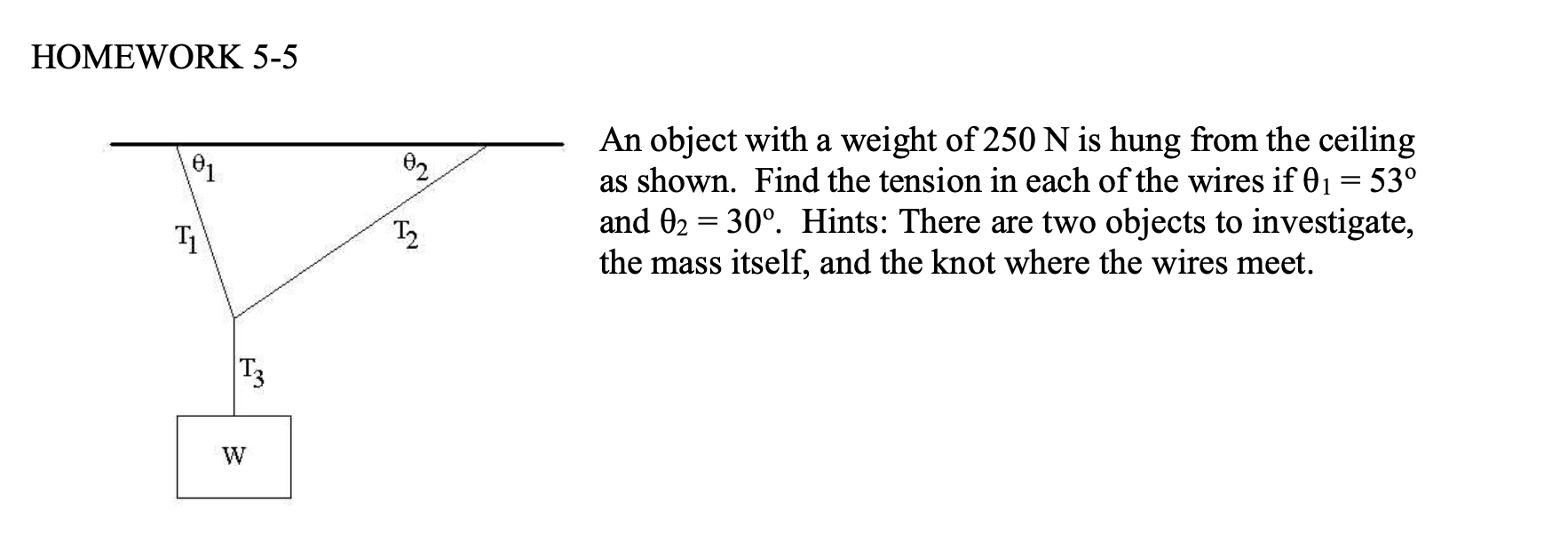 Solved Homework 5 5 An Object With A Weight Of 250 N Is Hung