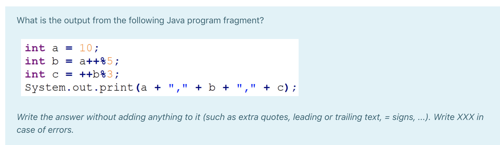 Solved What is the output from the following Java program | Chegg.com