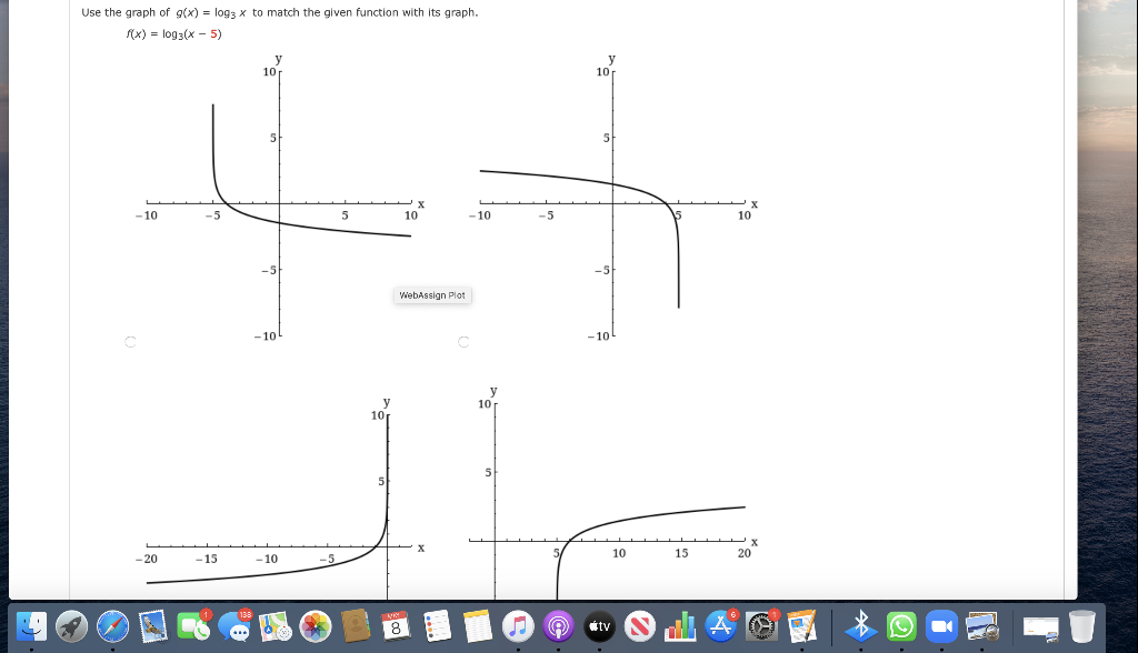 Solved Use the graph of g(x) = log2 x to match the given | Chegg.com