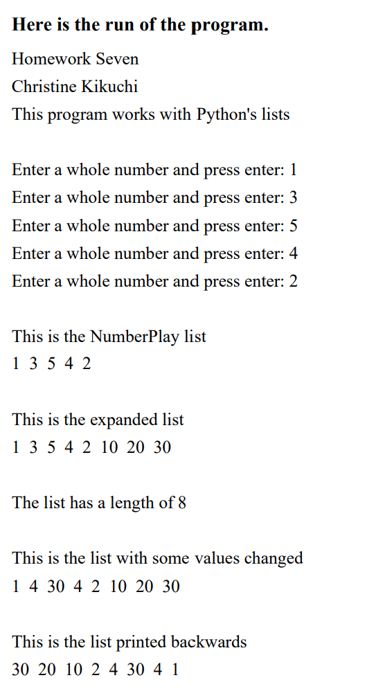 Solved Can someone please help with listing of this beginner | Chegg.com