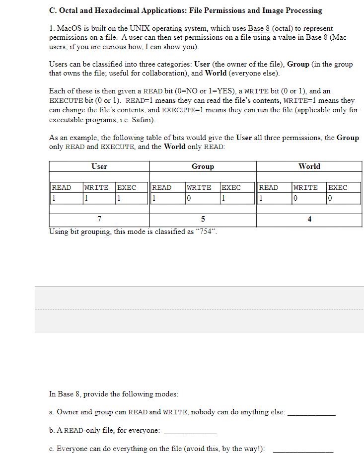 Solved C. Octal and Hexadecimal Applications: File | Chegg.com
