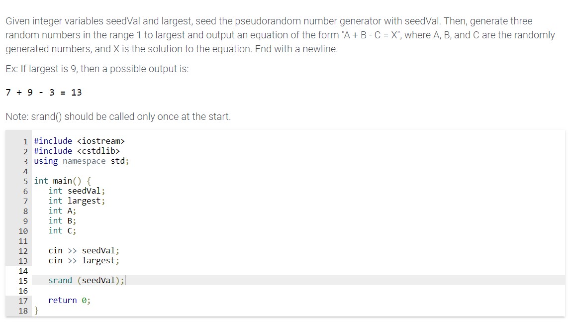  Solved C Please Given Integer Variables SeedVal And La