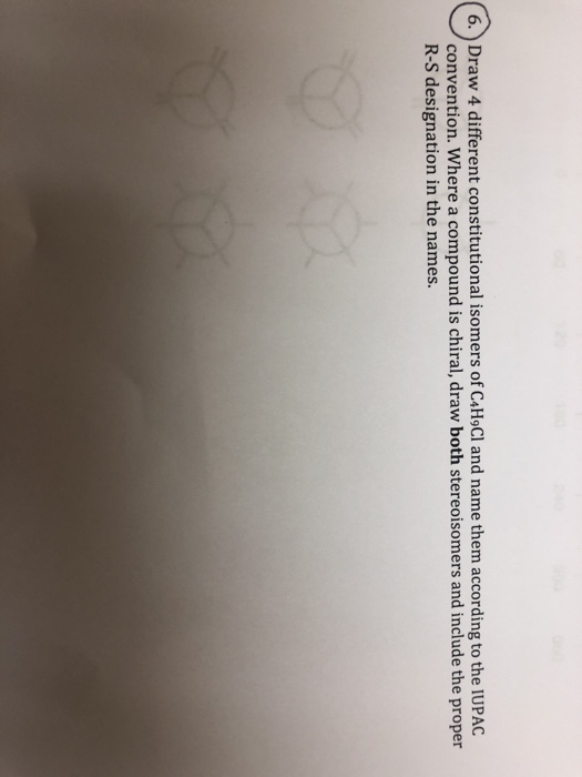 Solved 6. Draw 4 different constitutional isomers of C4H9Cl | Chegg.com