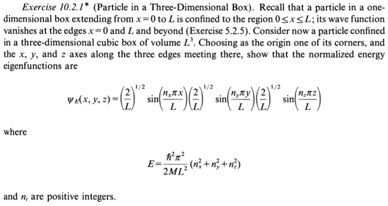 Solved Exercise 10.2.1* (Particle in a Three-Dimensional | Chegg.com