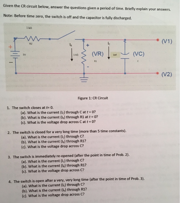 Solved Given the CR circuit below, answer the questions | Chegg.com