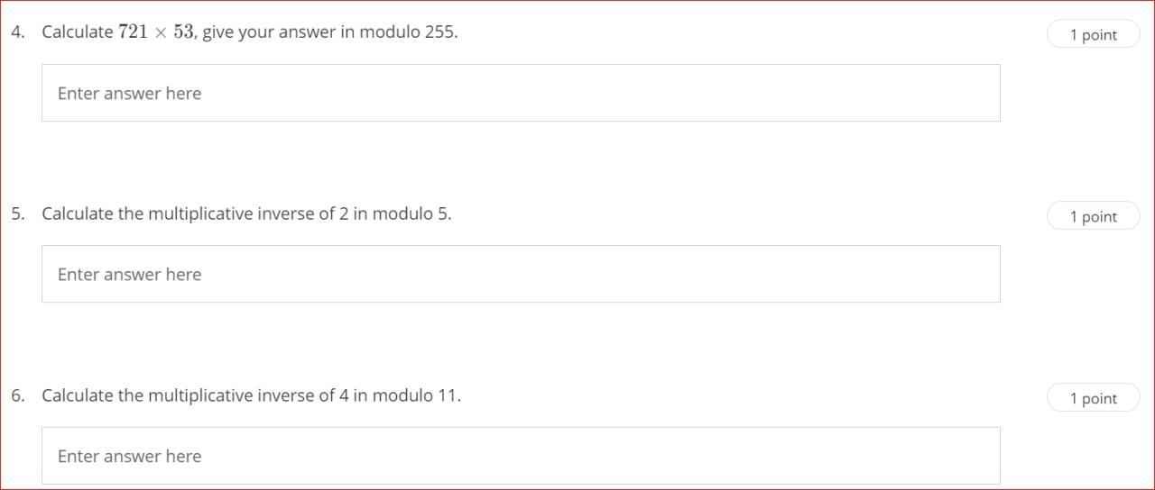 Solved 4. Calculate 721 x 53, give your answer in modulo | Chegg.com