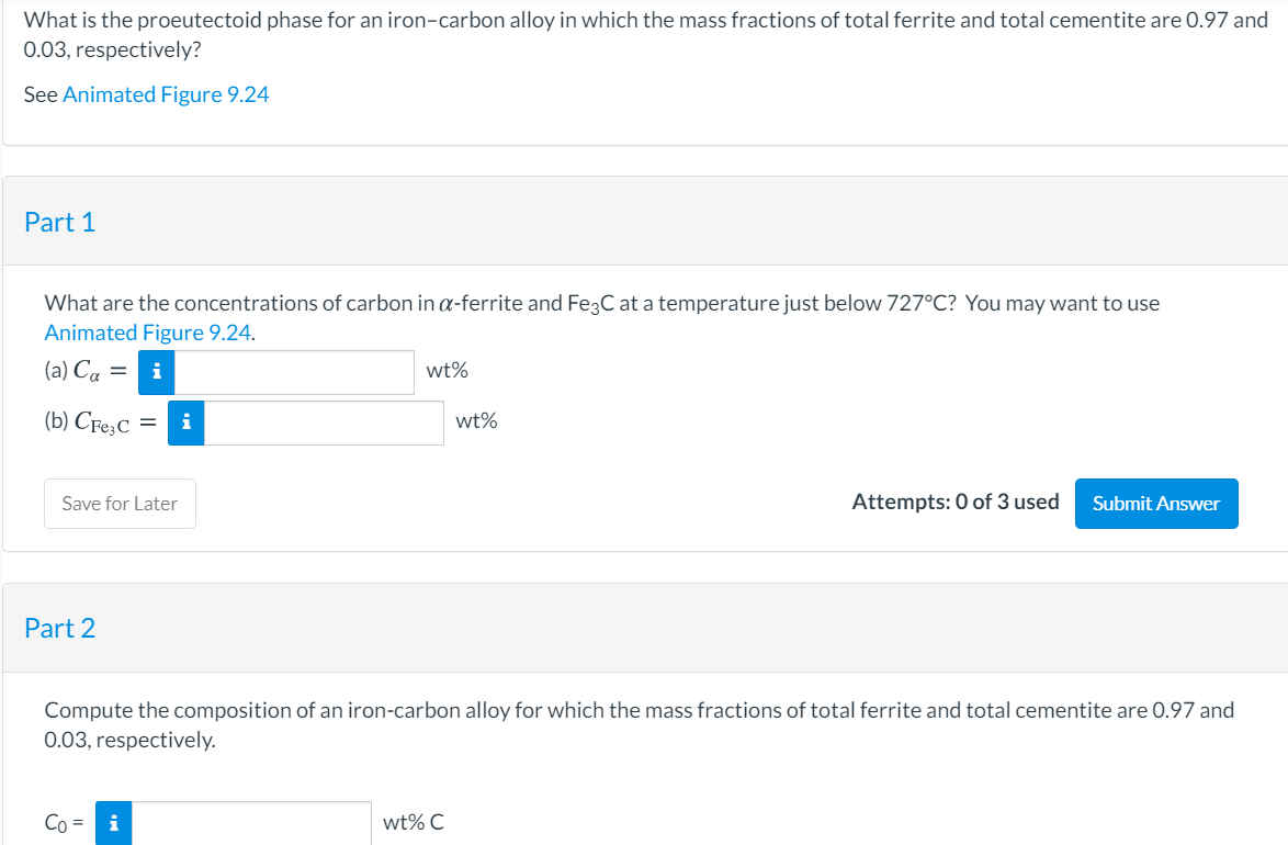 Solved What is the proeutectoid phase for an iron-carbon | Chegg.com
