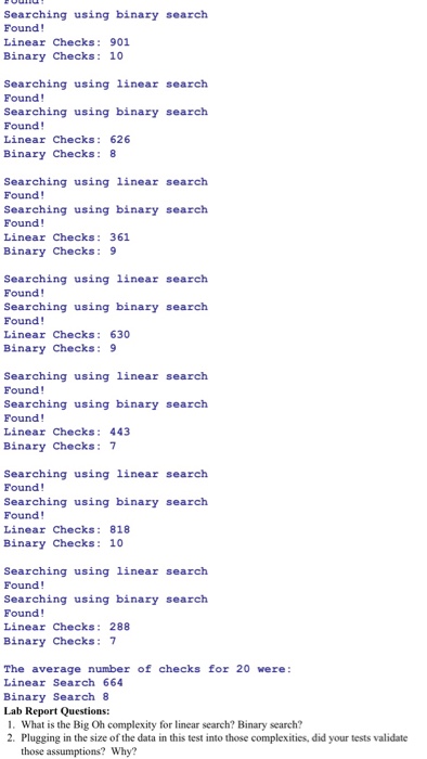 Solved Objective: Implement both linear search and binary | Chegg.com