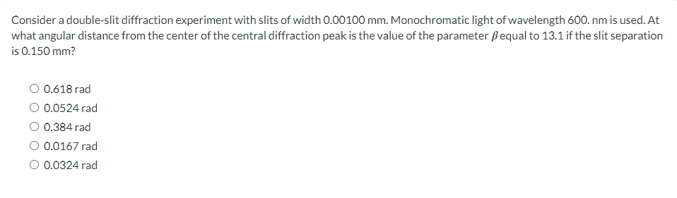 Solved Consider A Double Slit Diffraction Experiment With